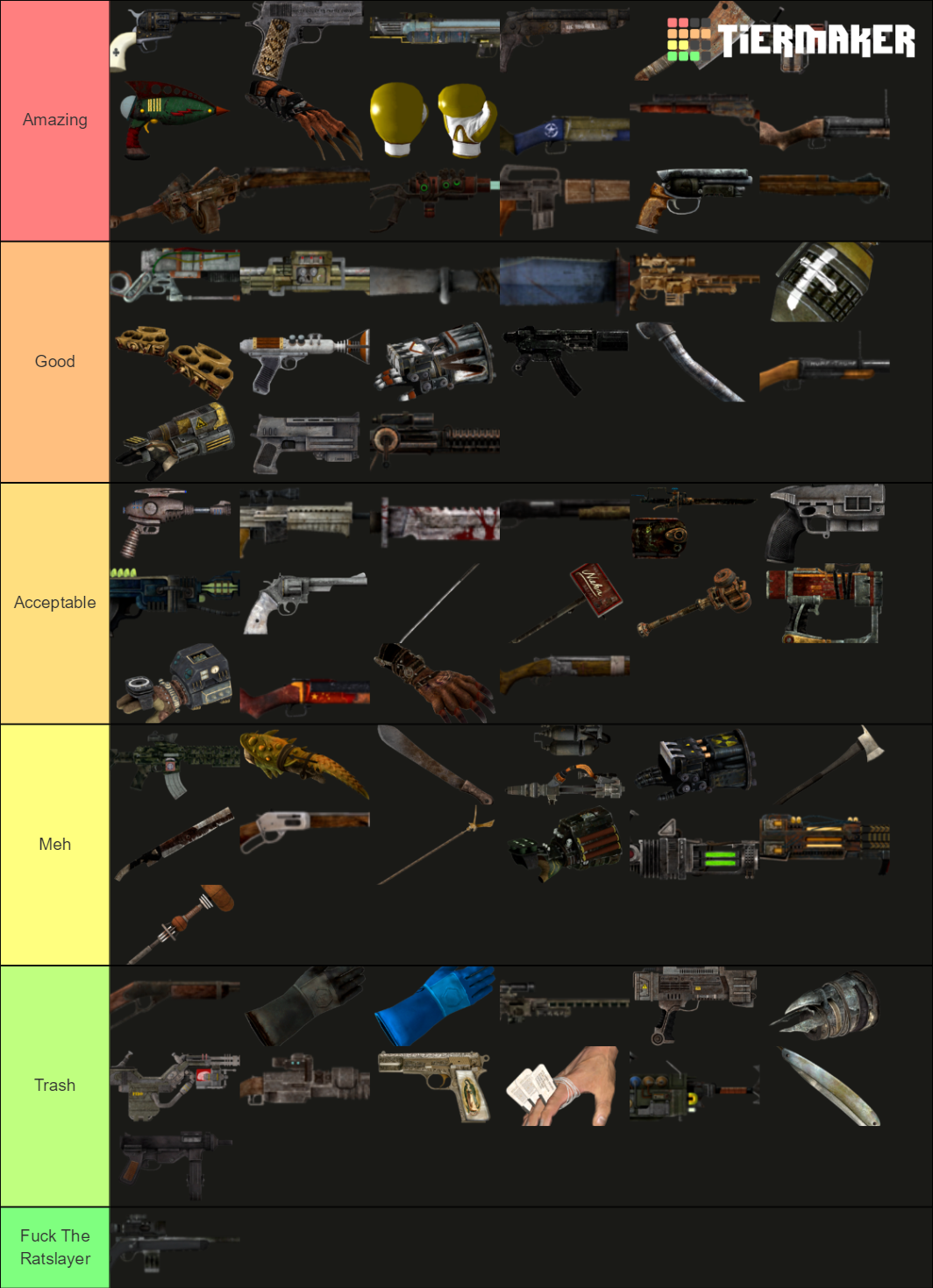 Fallout New Vegas Unique Weapons (All DLC) Tier List (Community ...