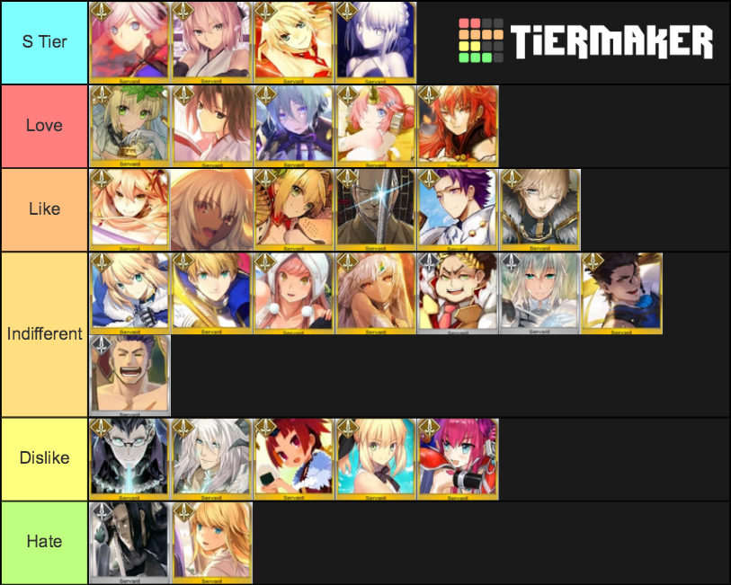 Fate Grand Order Sabers Tier List (Community Rankings) - TierMaker