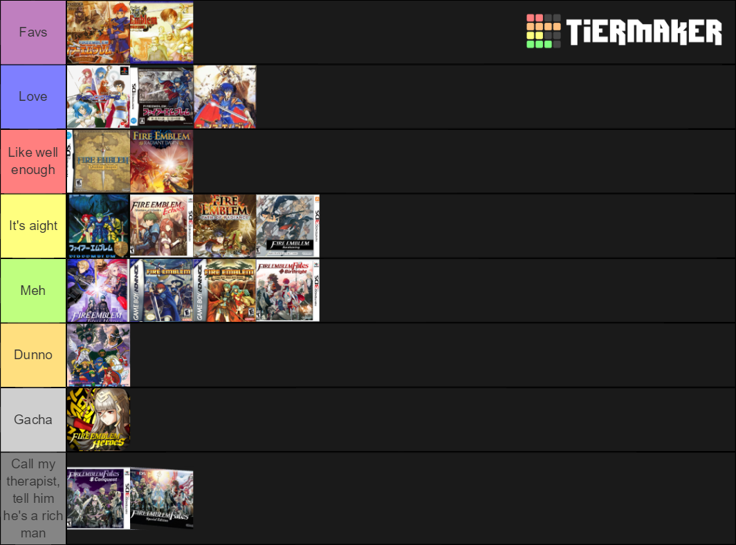 Fire Emblem Games Tier List (Community Rankings) - TierMaker