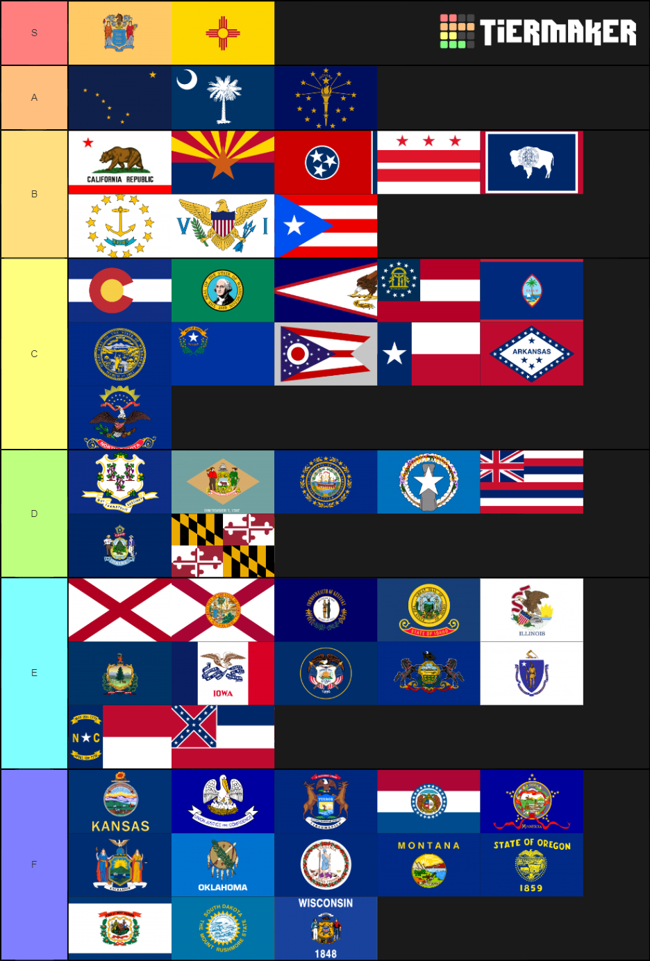 Flags of America's 50 States and Territories Tier List (Community ...