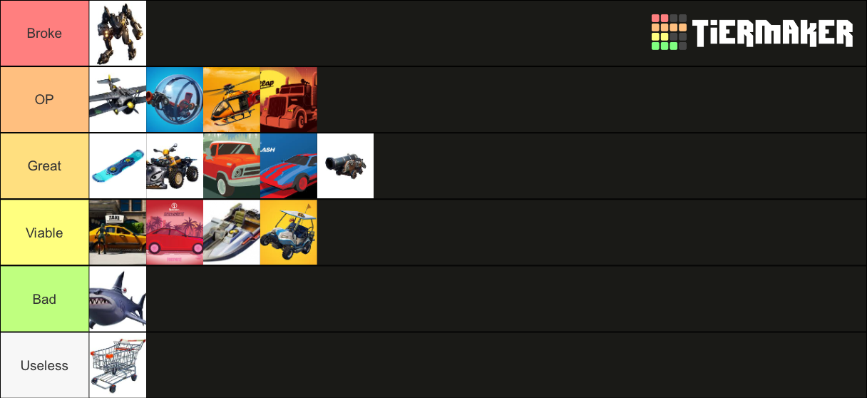 Fortnite every vehicle Tier List (Community Rankings) - TierMaker