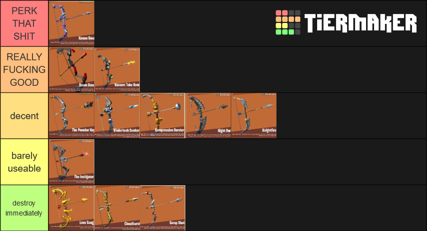 Fortnite stw bows Tier List (Community Rankings) - TierMaker
