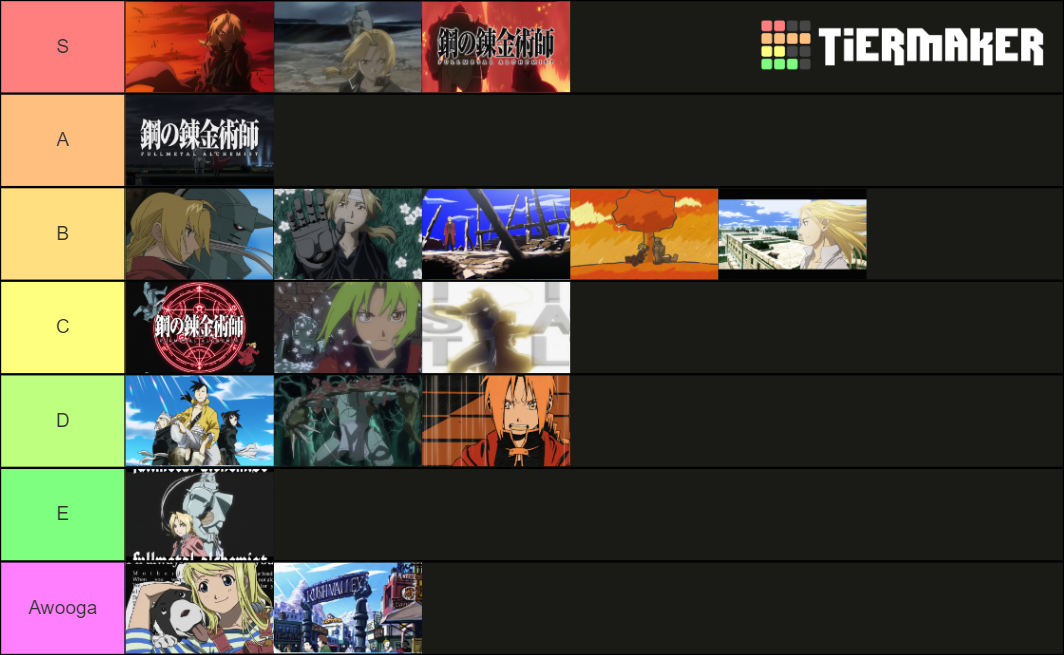 Fullmetal Alchemist OPs and EDs Tier List (Community Rankings) - TierMaker