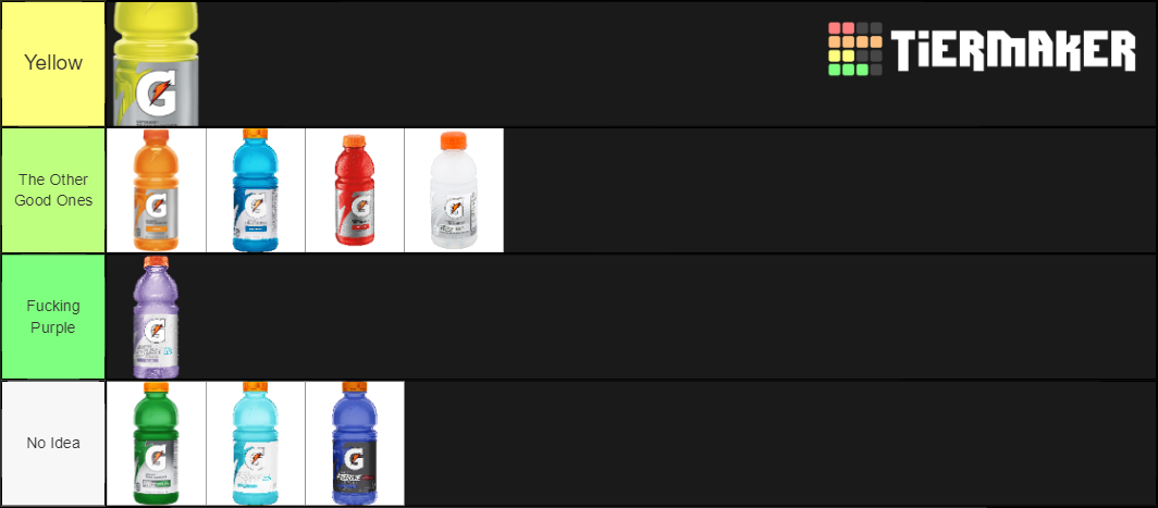 Gatorade Colors Tier List (Community Rankings) - TierMaker