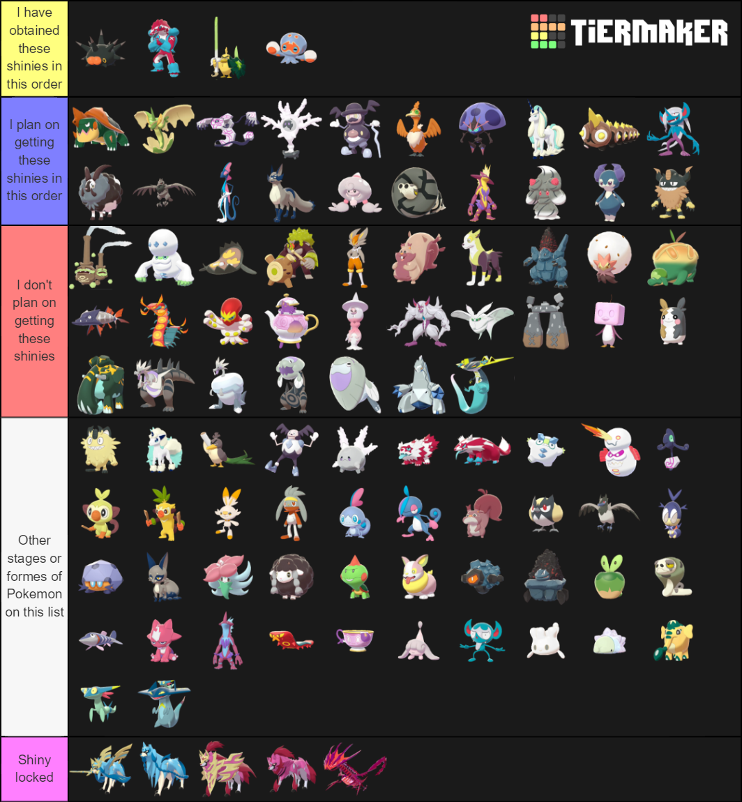 Gen 8 Shinies Tier List (Community Rankings) - TierMaker