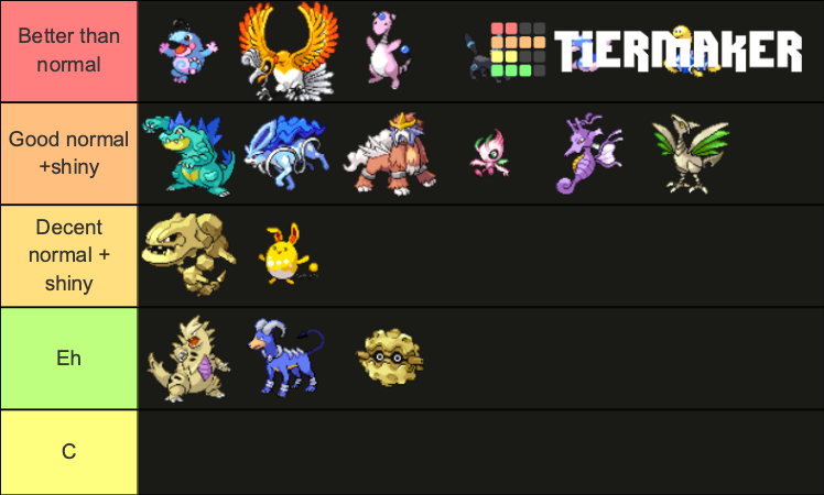 Generation 2 Shiny Pokémon Tier List (Community Rankings) - TierMaker