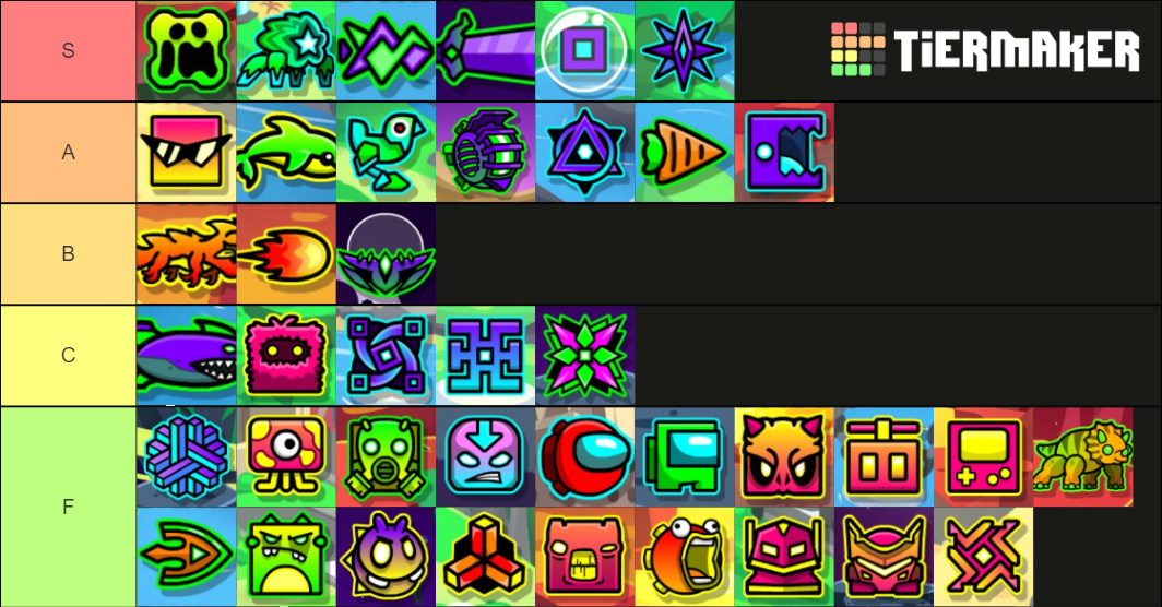 Geometry Dash 2.2 new icons from Icon Contest Tier List (Community ...