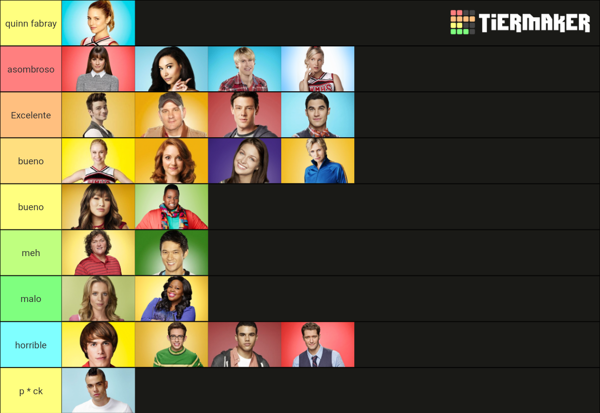 Glee Characters Tier List (Community Rankings) - TierMaker