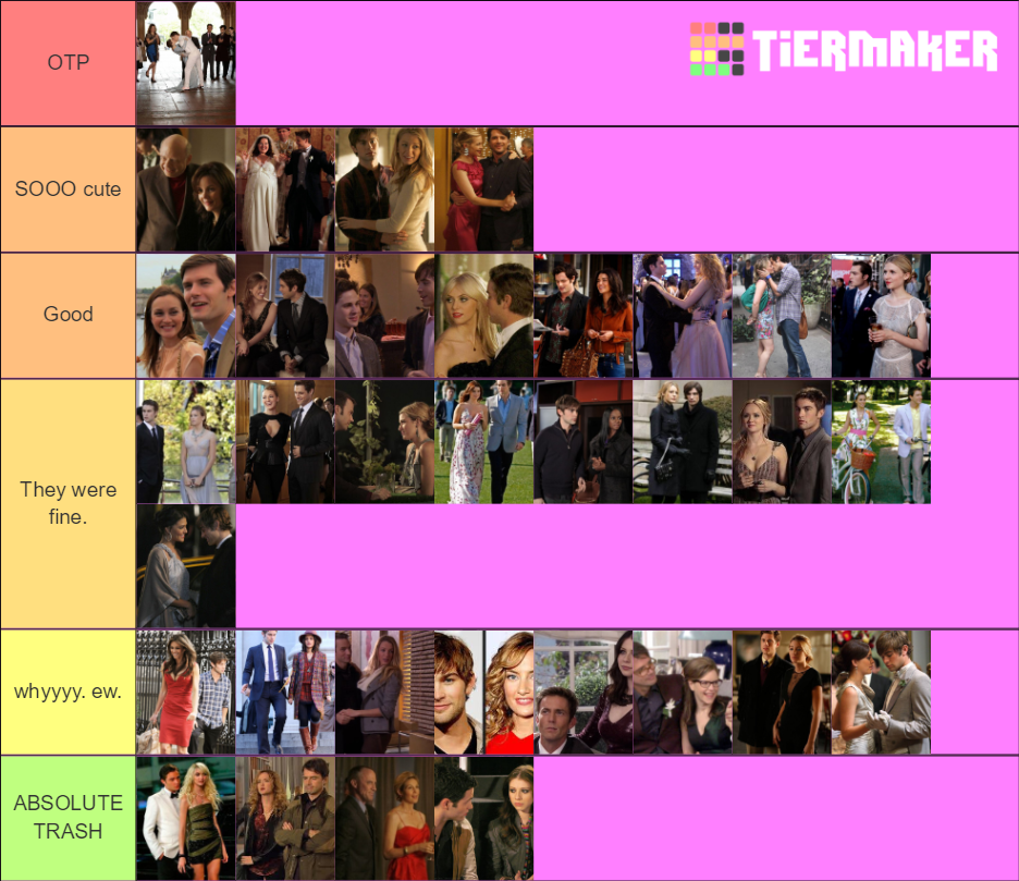 Gossip Girl Couples Tier List (Community Rankings) - TierMaker