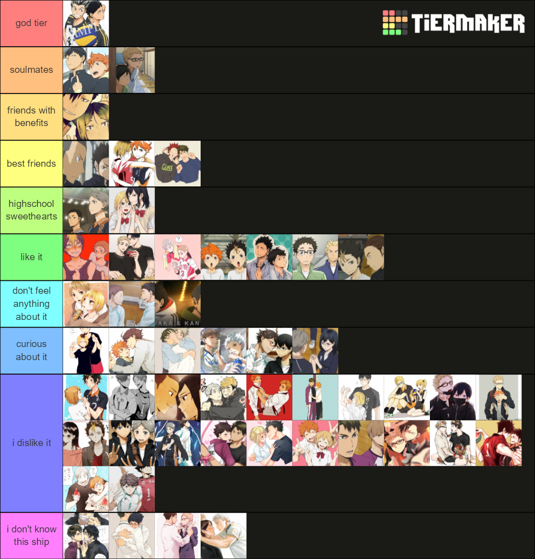 haikyuu ship sorter Tier List (Community Rankings) - TierMaker
