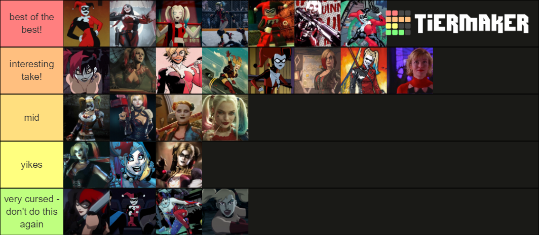 Harley Quinn Interpretations Tier List (Community Rankings) - TierMaker
