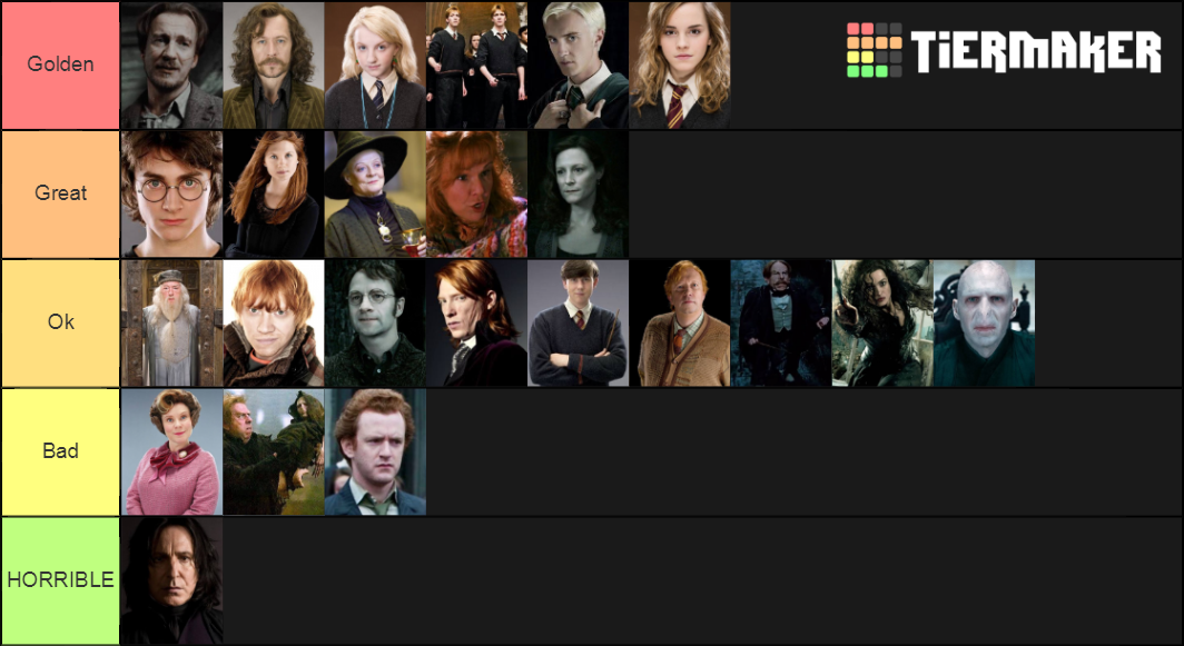 Harry Potter rated Tier List (Community Rankings) - TierMaker