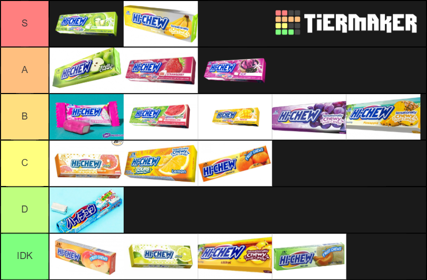 Hi Chew Pack Flavors Tier List (Community Rankings) - TierMaker