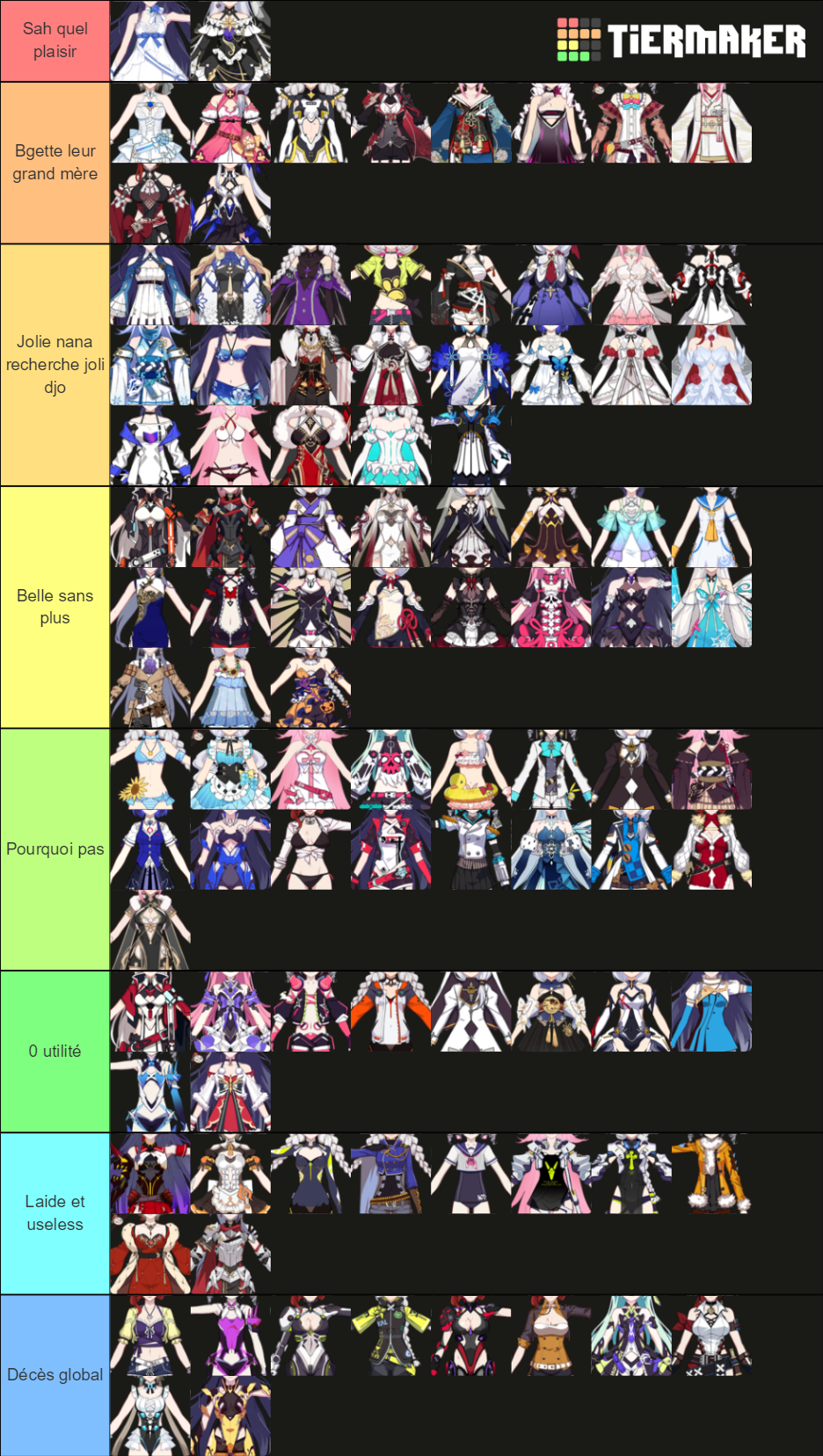 Hi3 outfits Tier List (Community Rankings) - TierMaker