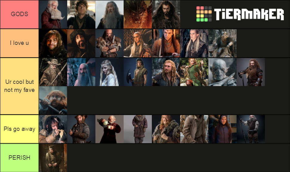 Hobbit Film Characters Tier List (Community Rankings) - TierMaker