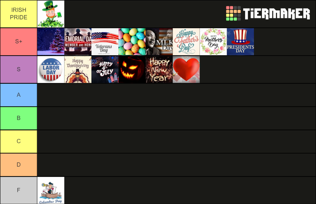 Holidays Tier List (Community Rankings) - TierMaker