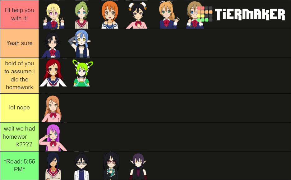 Homework copying Tier List (Community Rankings) - TierMaker