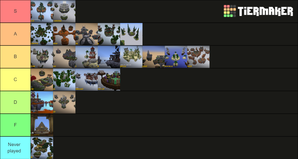 Hypixel Bedwars 4v4v4v4 Maps Tier List (Community Rankings) - TierMaker