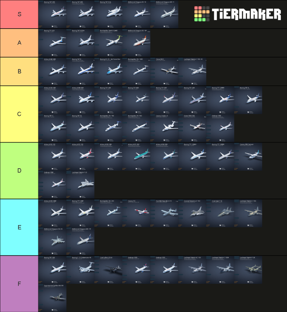 Infinite flight planes (2nd) Tier List (Community Rankings) - TierMaker