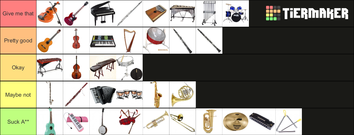 Instruments Tier List (Community Rankings) - TierMaker