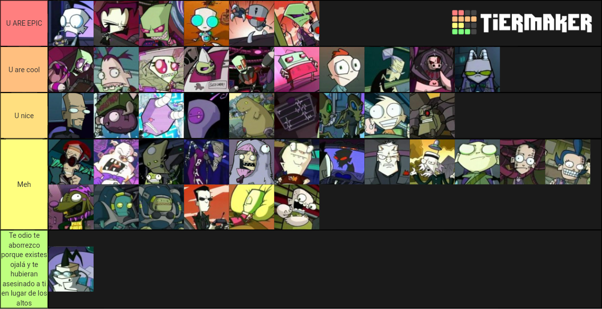 Invader Zim Character Ranker Tier List (Community Rankings) - TierMaker