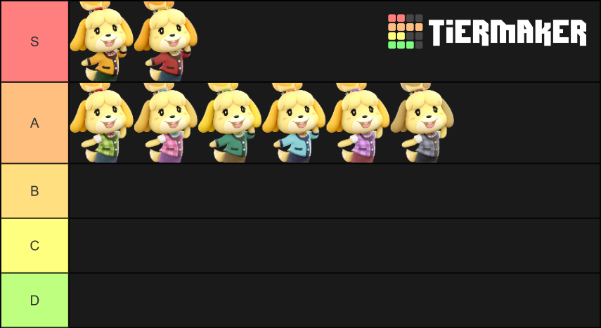 Isabelle alt skins Tier List (Community Rankings) - TierMaker