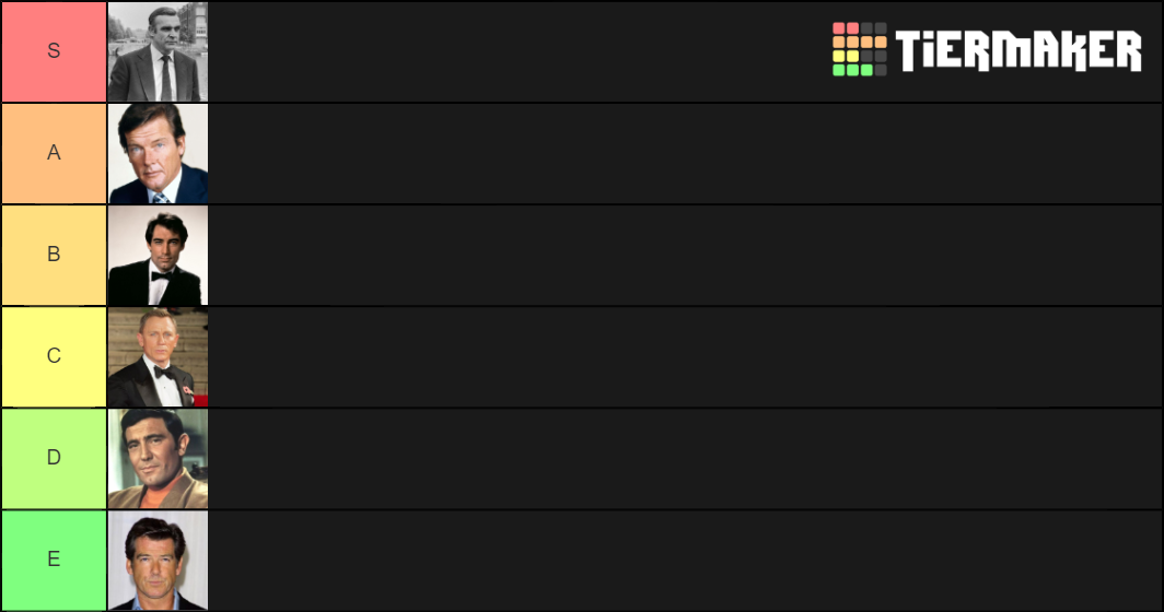 James Bond actors Tier List (Community Rankings) - TierMaker