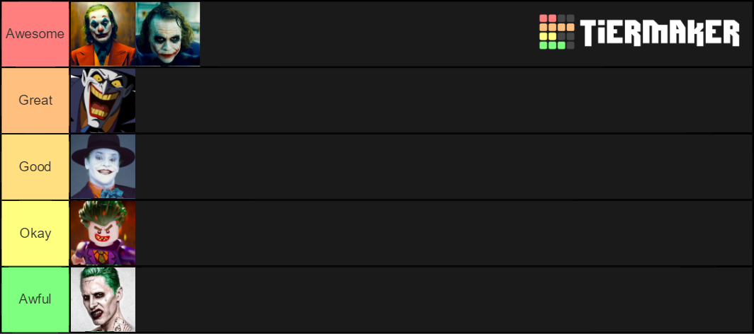 Joker Actors (Theatrical) Tier List (Community Rankings) - TierMaker