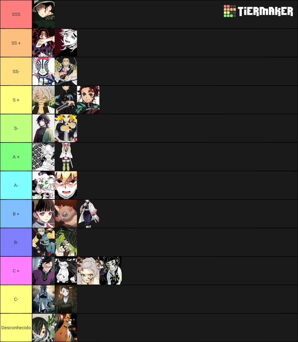 Kimetsu no Yaiba Rank Tier List (Community Rankings) - TierMaker