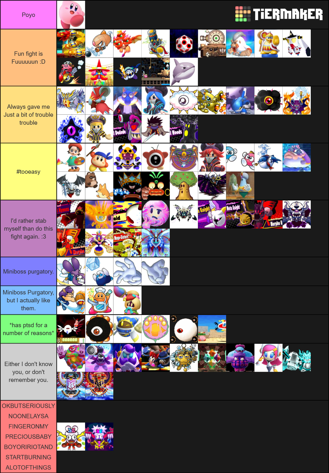 Kirby Bosses Tier List (Community Rankings) - TierMaker