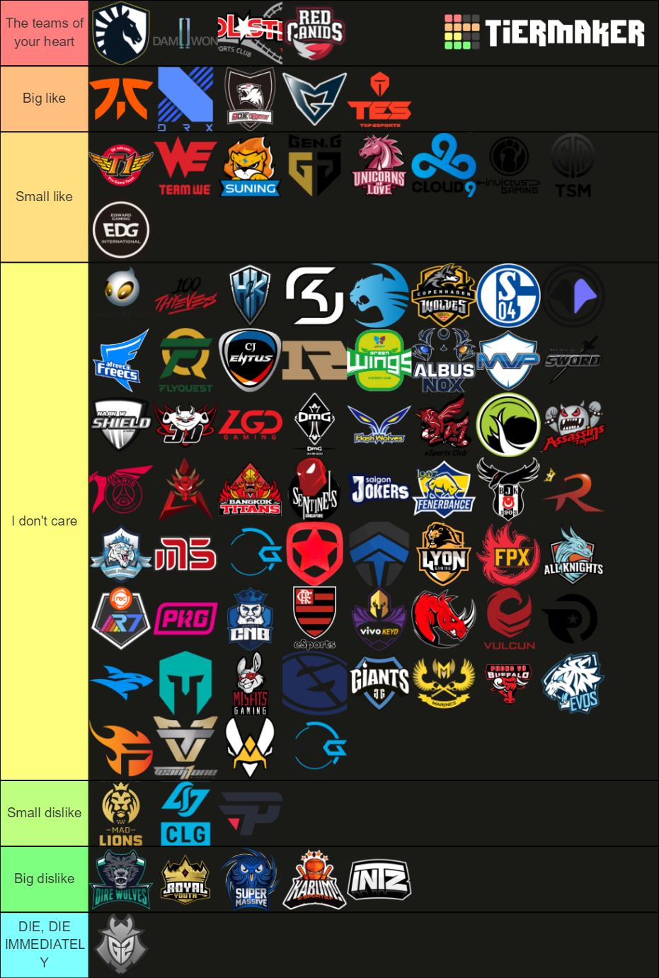 League of Legends Teams Tier List (Community Rankings) - TierMaker