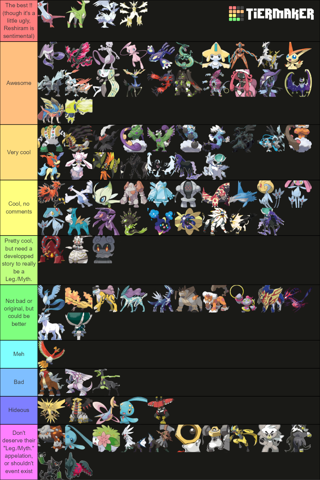 Legendary & Mythical Pokémon (gen 1-8+DLC, all forms) Tier List ...