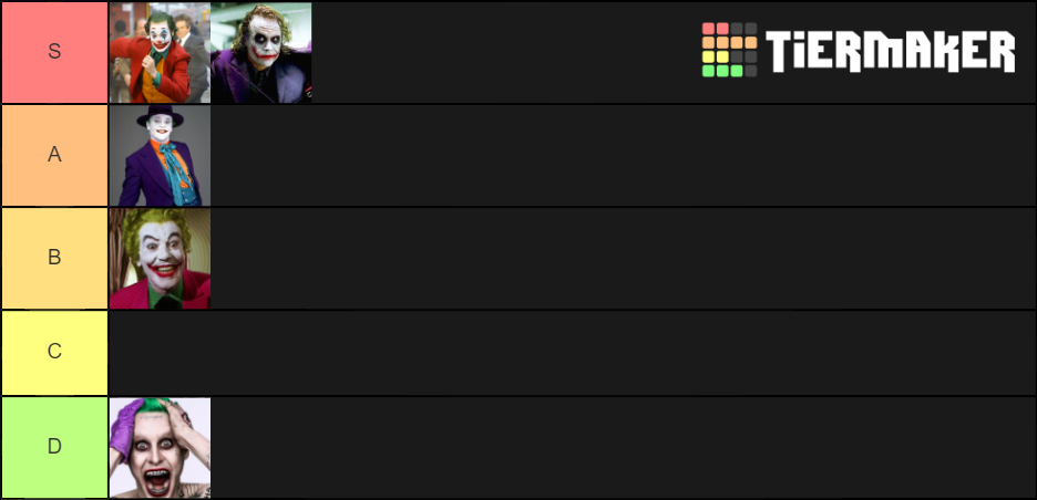 Live action Joker Tier List (Community Rankings) - TierMaker
