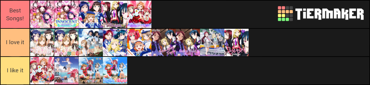 Love Live Aqours Subunit Songs Tier List (Community Rankings) - TierMaker
