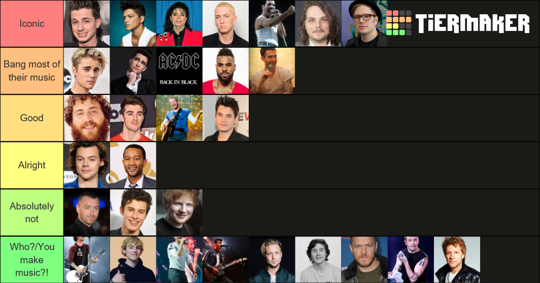 Male Singers Tier List (Community Rankings) - TierMaker