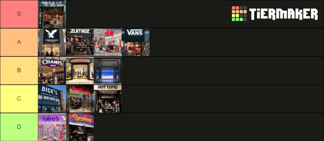 Mall Clothing Store Tier List (Community Rankings) - TierMaker