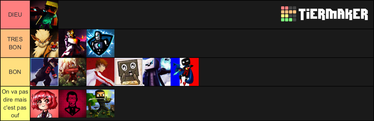 Minecraft UHC joueur (FR) Tier List (Community Rankings) - TierMaker