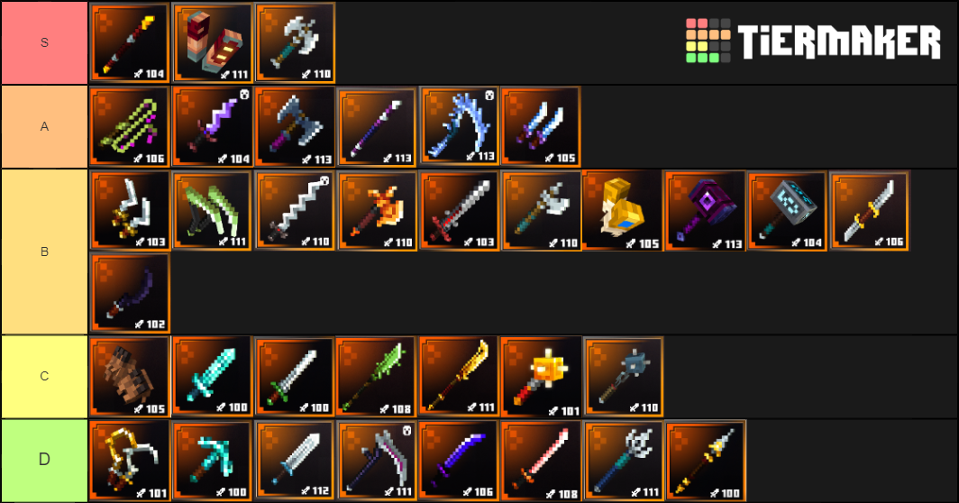 Minecraftdungeons unique weapons Tier List (Community Rankings) - TierMaker