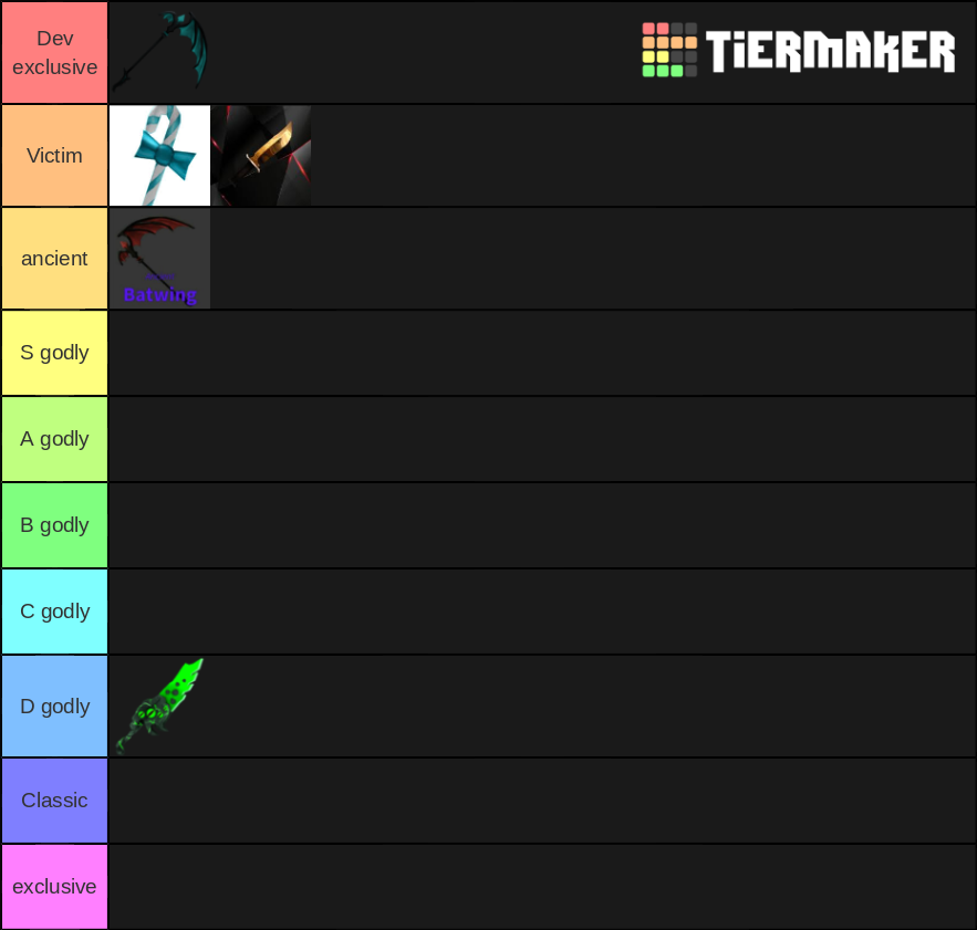 MM2 knives Tier List (Community Rankings) - TierMaker