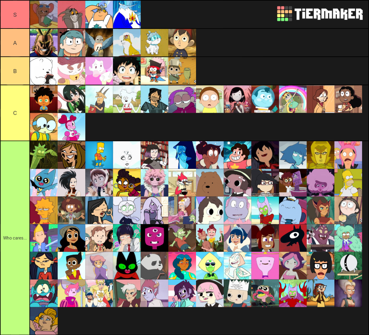 modern cartoon characters Tier List (Community Rankings) - TierMaker