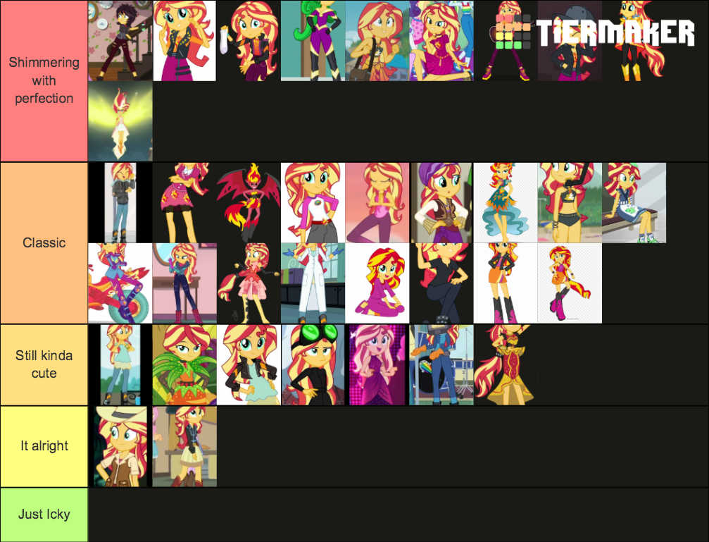 Most of every single one of Sunset Shimmer's outfits. Tier List ...