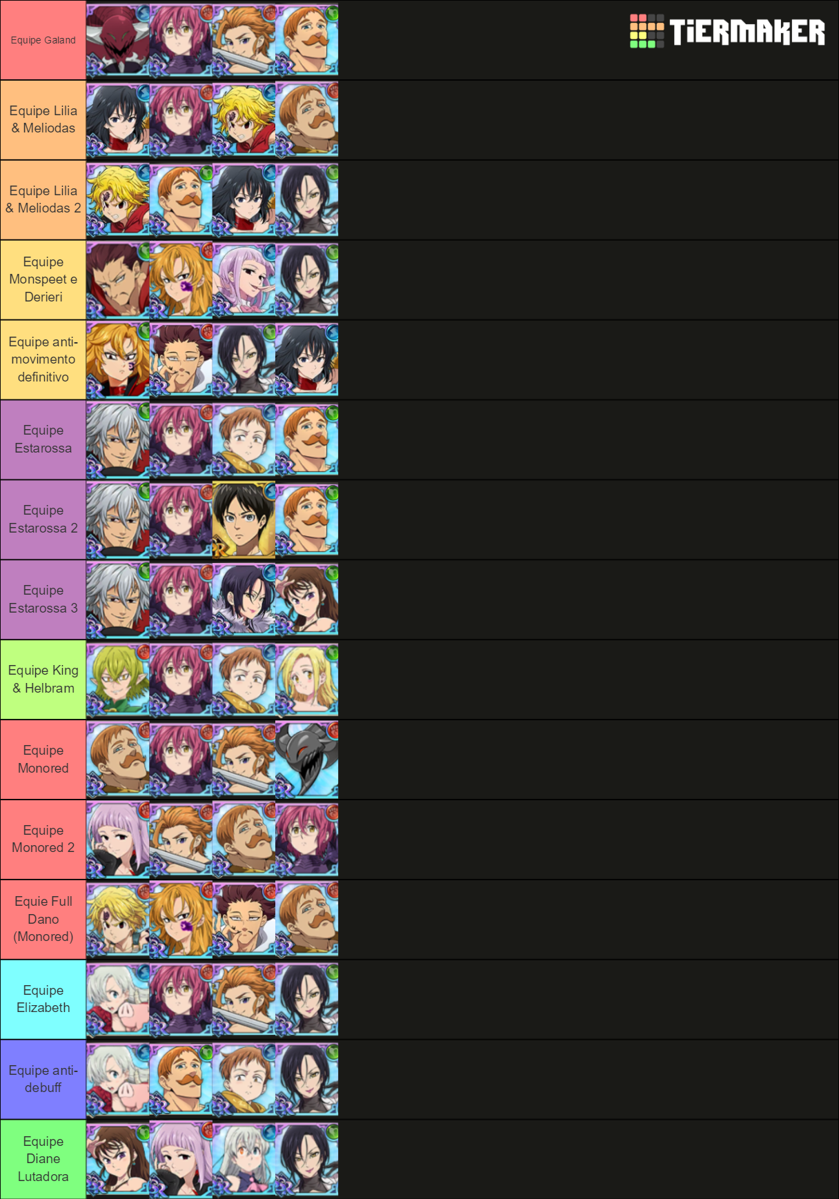 Nanatsu no Taizai Grand Cross Equipe Tier List (Community Rankings) - TierMaker