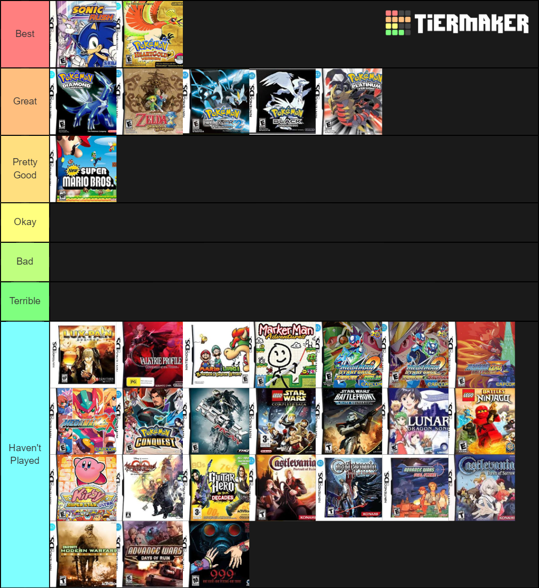 Nintendo DS Games Tier List (Community Rankings) - TierMaker