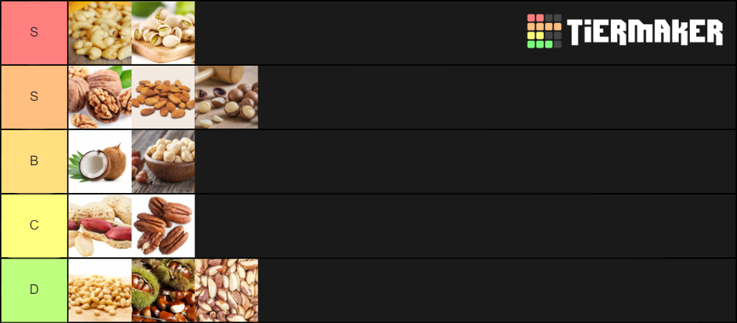 Nut Tier List (Community Rankings) - TierMaker
