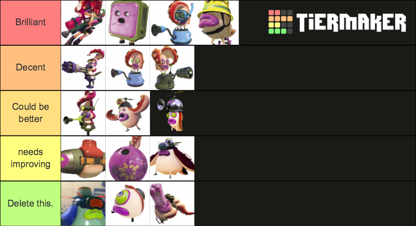 Octarians Tier List (Community Rankings) - TierMaker