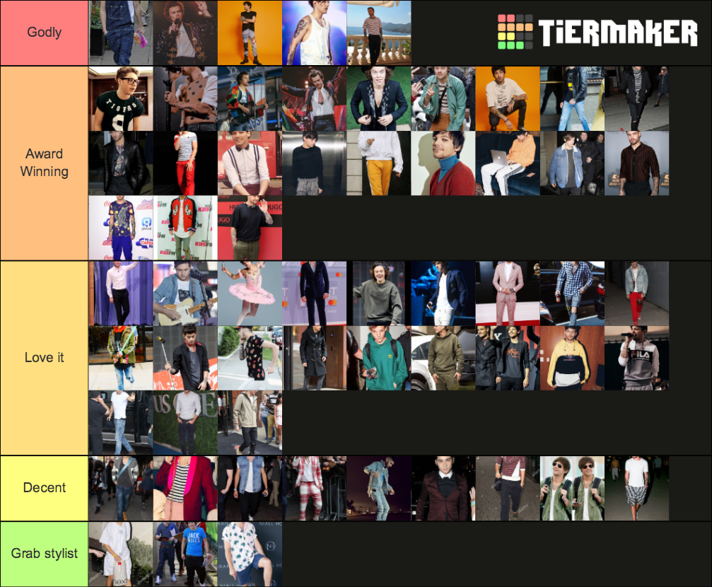 One Direction Iconic Outfits Tier List (Community Rankings) - TierMaker