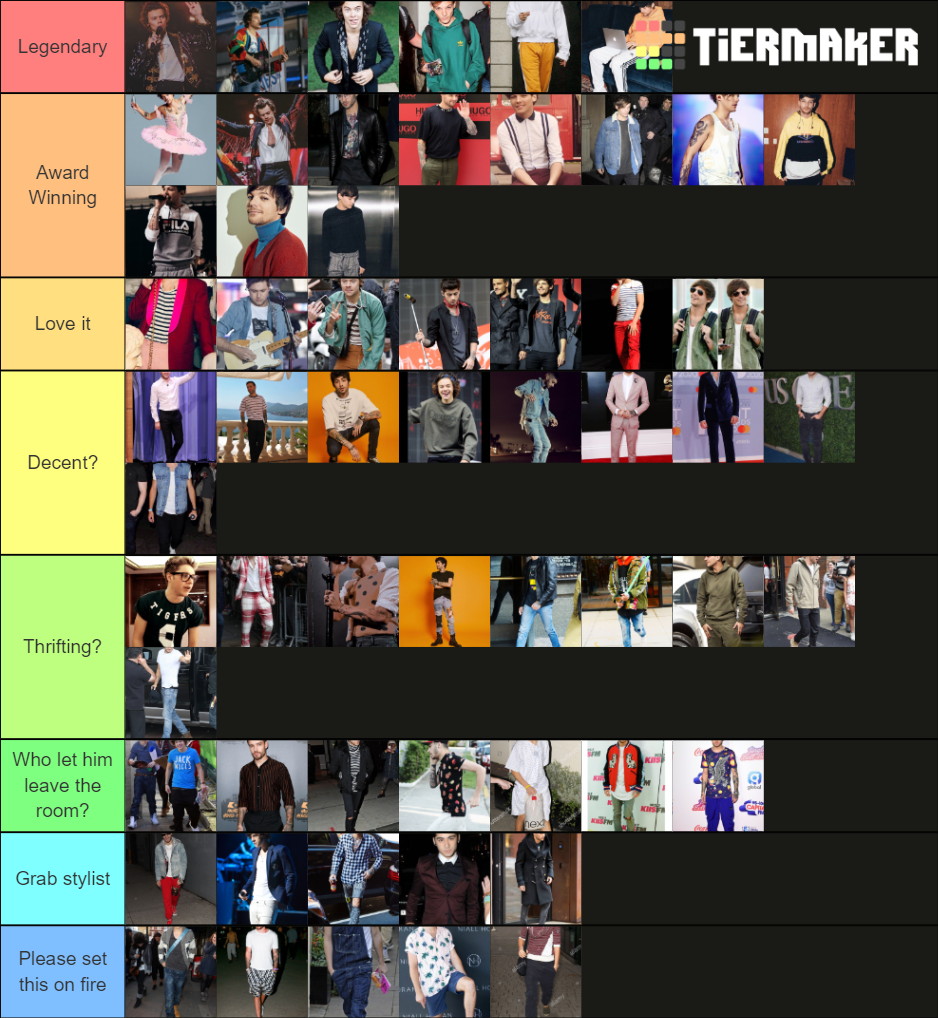 One Direction Iconic Outfits Tier List (Community Rankings) - TierMaker