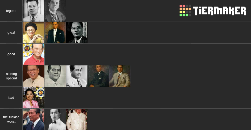 Philippine Presidents Tier List (Community Rankings) - TierMaker
