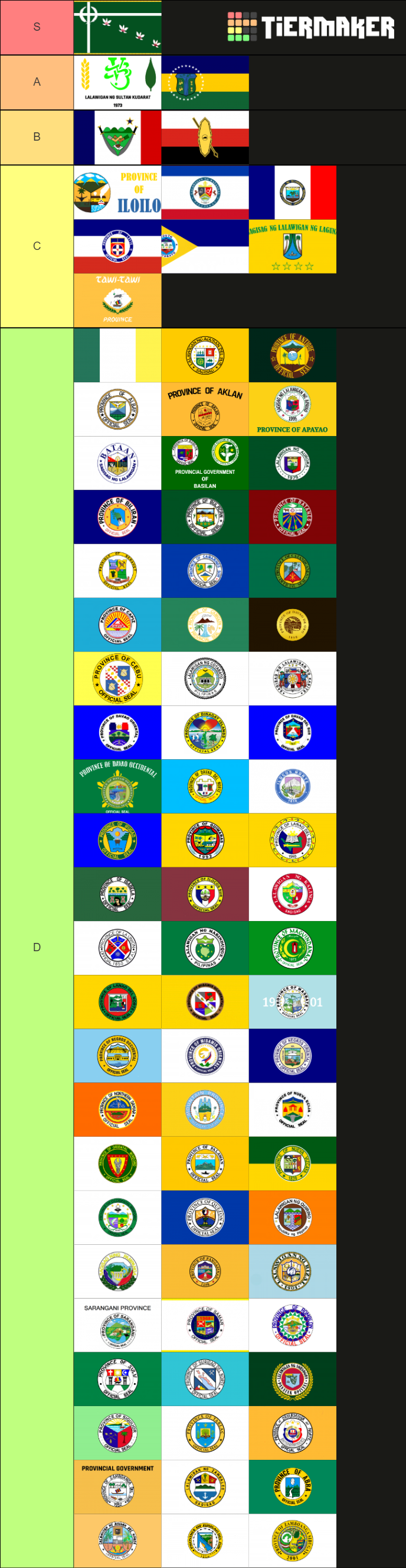 Philippine Province Flags Tier List (Community Rankings) - TierMaker