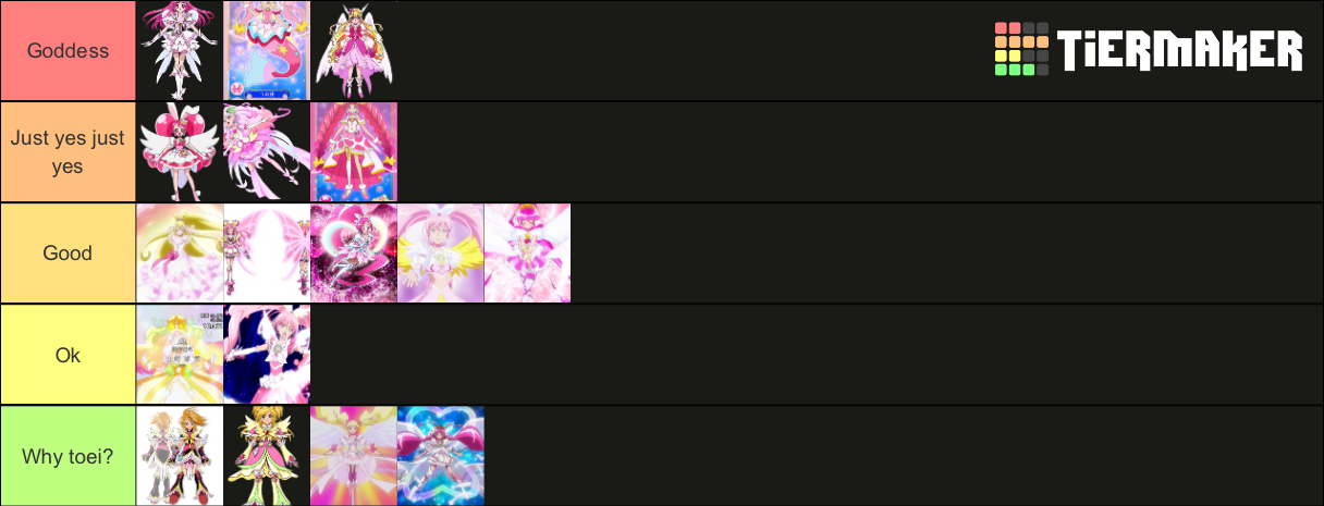 Pink precure movie forms Tier List (Community Rankings) - TierMaker
